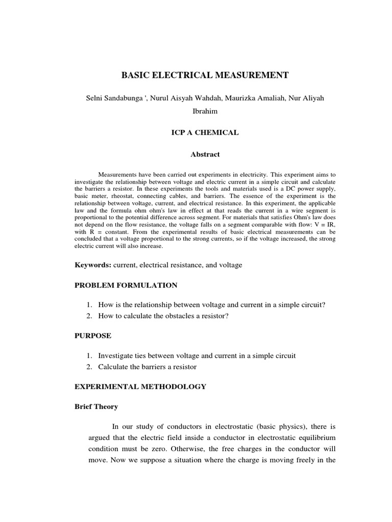 Basic Electrical Measurement | PDF | Electrical Resistance And ...