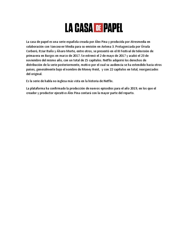 La Casa de Papel | PDF | Televisión | Ocio