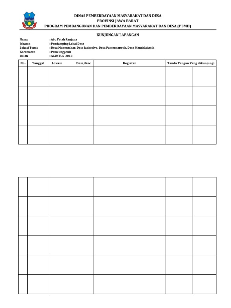 Form Kunjungan | PDF