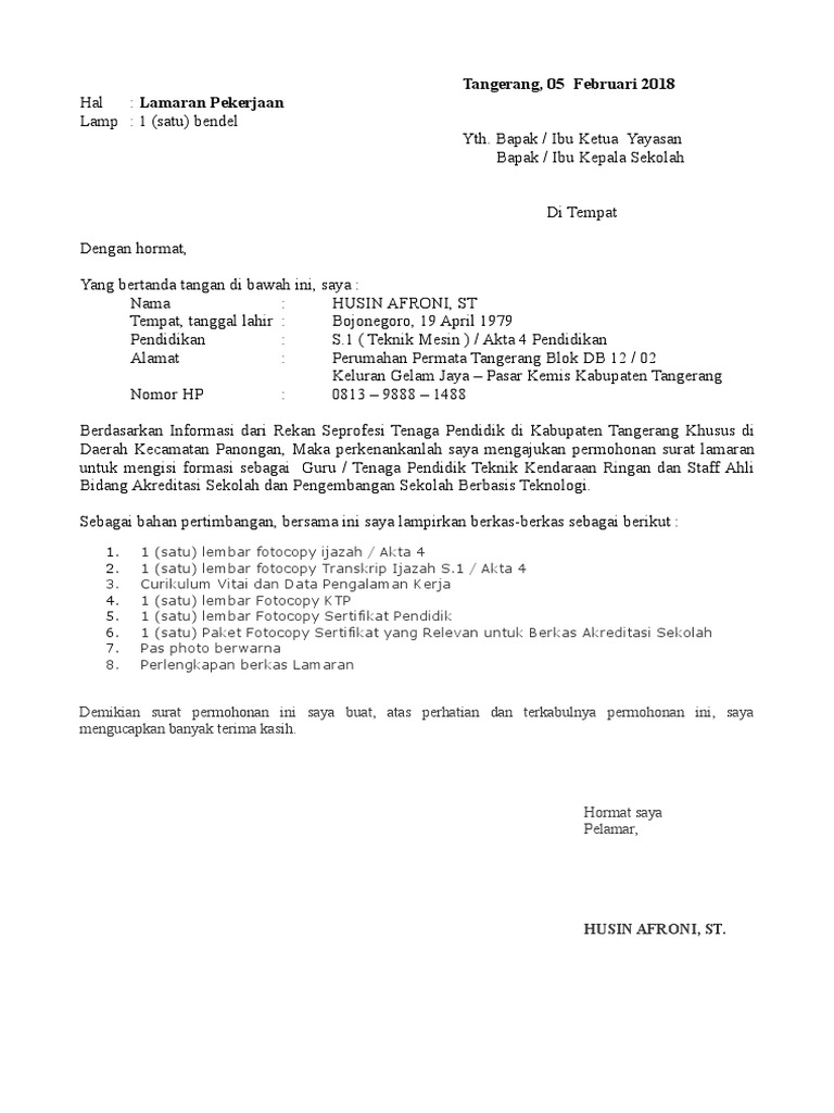 Surat Lamaran Kerja Ku | PDF