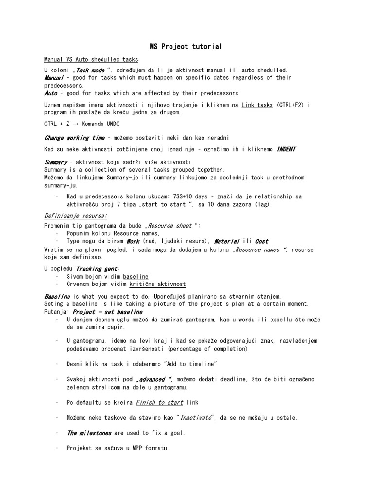 MS Project Tutorial | PDF