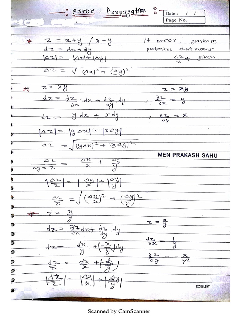 Error Propagation | PDF