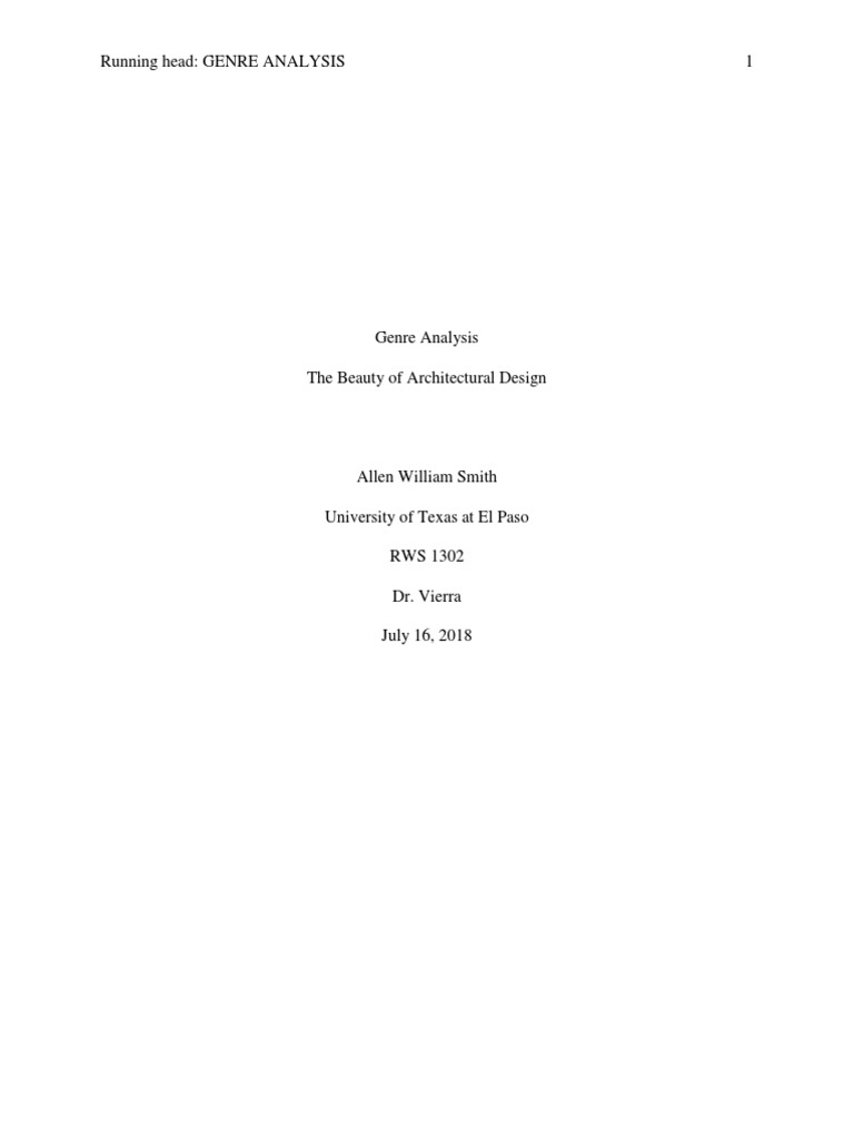 Genre Analysis Final Draft | PDF | Genre | Design