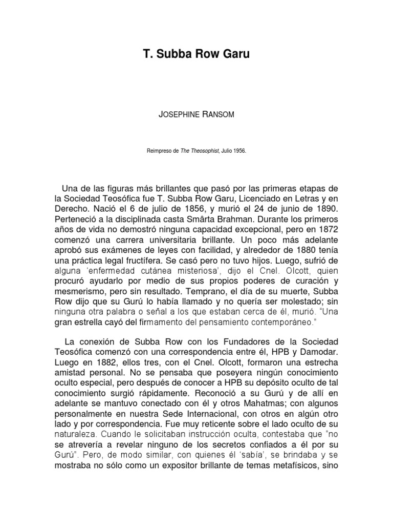 Subba Row | Descargar gratis PDF | Helena Blavatsky | Sonido