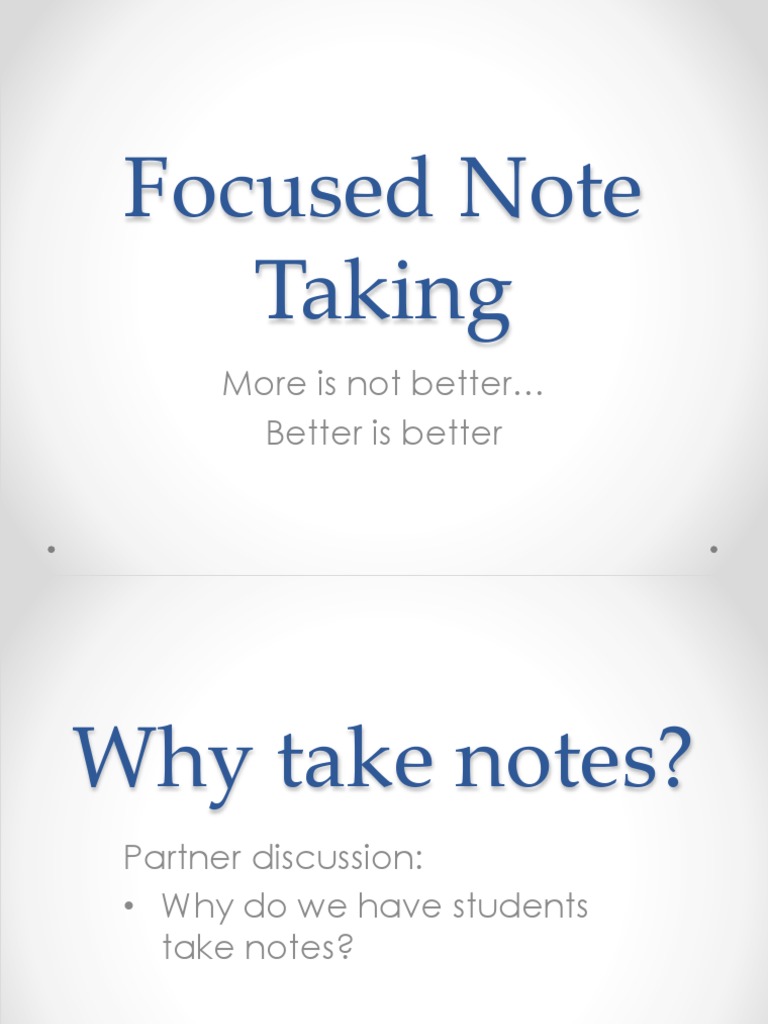 Focused Note Taking | PDF | Applied Psychology | Learning