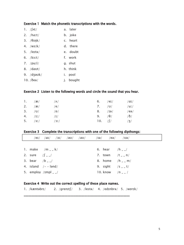 Matching Phonetic Transcriptions and Completing Phonetic Exercises: A ...