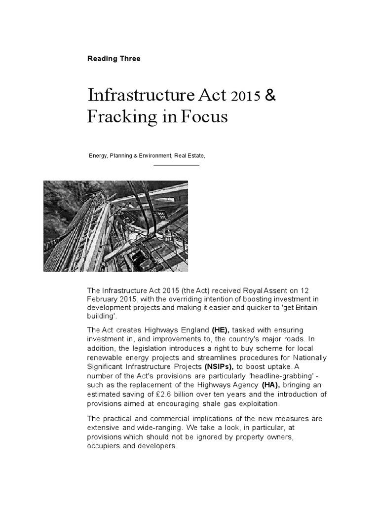 Infrastructure Act Fracking in Focus: Reading Three | PDF | Hydraulic ...