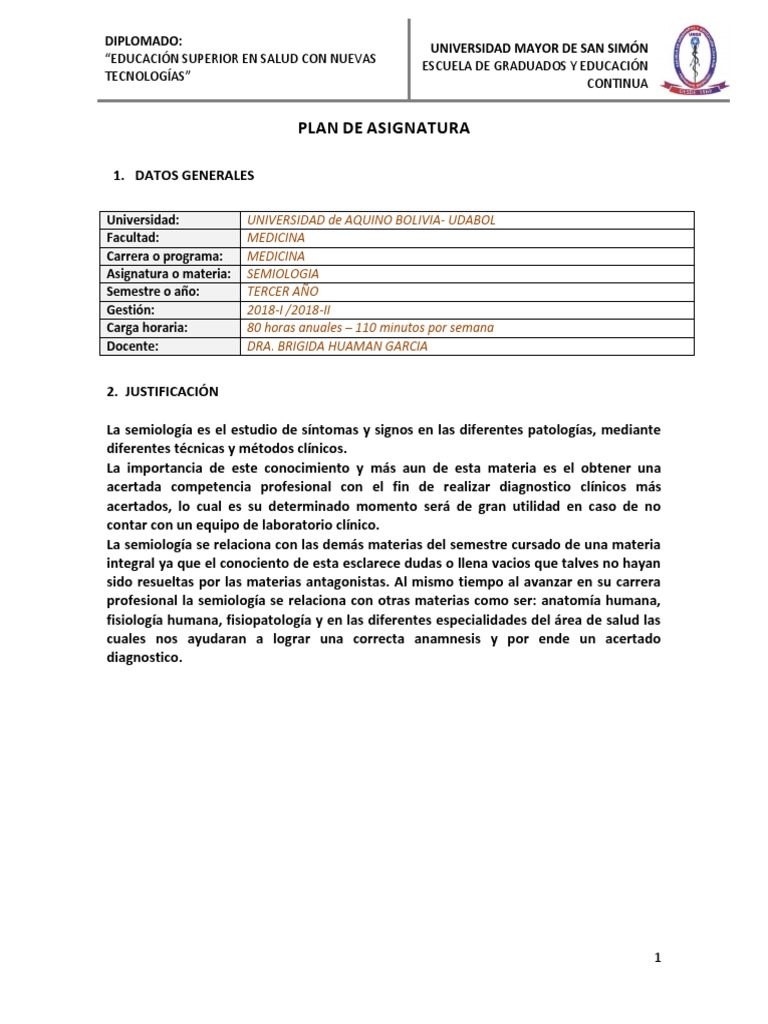 Plantilla de Asignatura | PDF