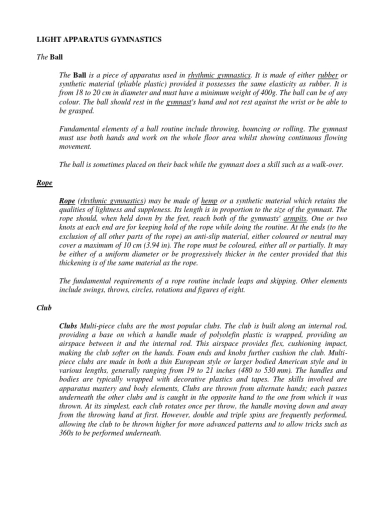 Light Apparatus Gymnastics | PDF | Gymnastics | Indoor Sports