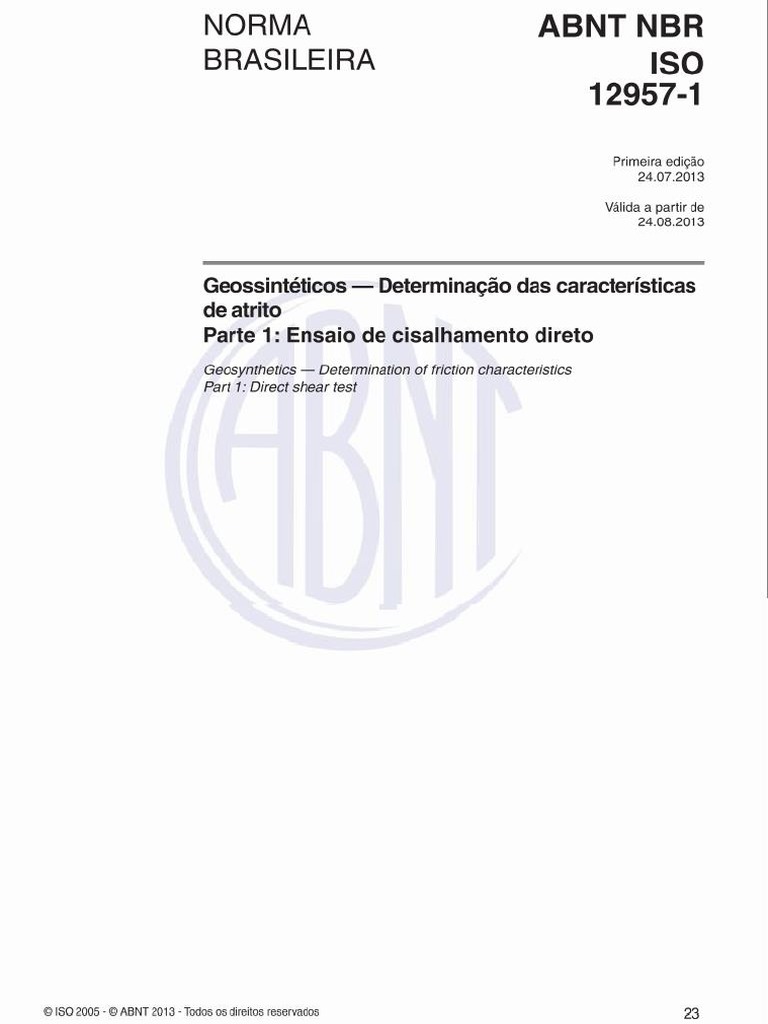 ABTN NBR ISO 12957.1 - 2013 - Geossintéticos - Determinação Das ...