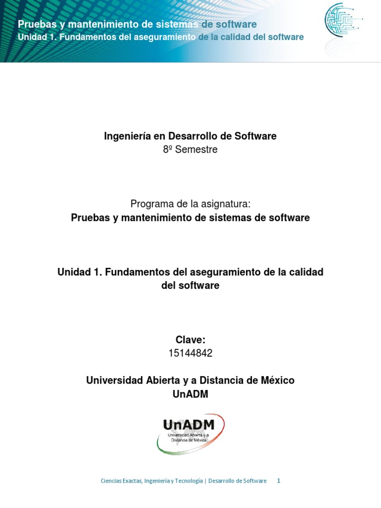 Unidad 1 Fundamentos Del Aseguramiento de La Calidad Del Software | PDF | Proceso de desarrollo ...