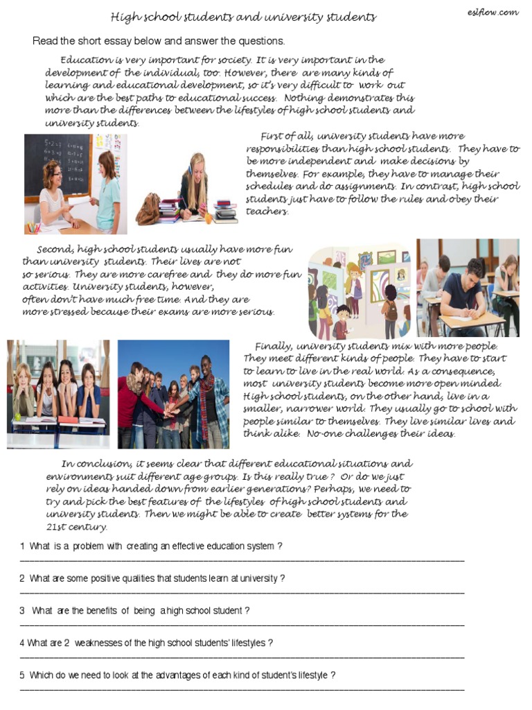 High School Students and University Students Reading Comprehension Red ...