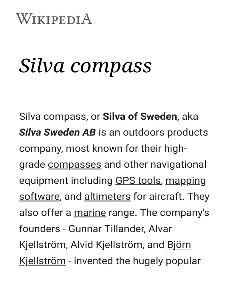 Silva Compass Wikipedia Pdf Pdf Navigation Business