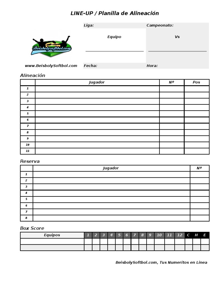 Planilla de Line Up Bys | PDF