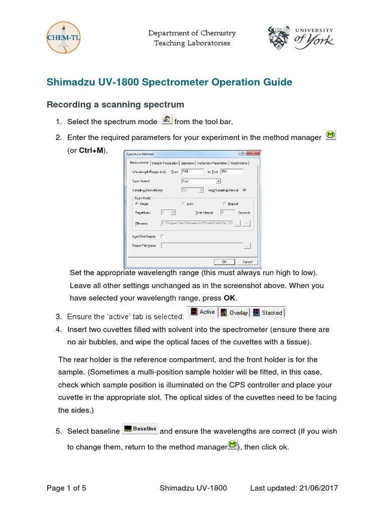Shimadzu UV-1800 Instructions | PDF | Spectrum | Chart