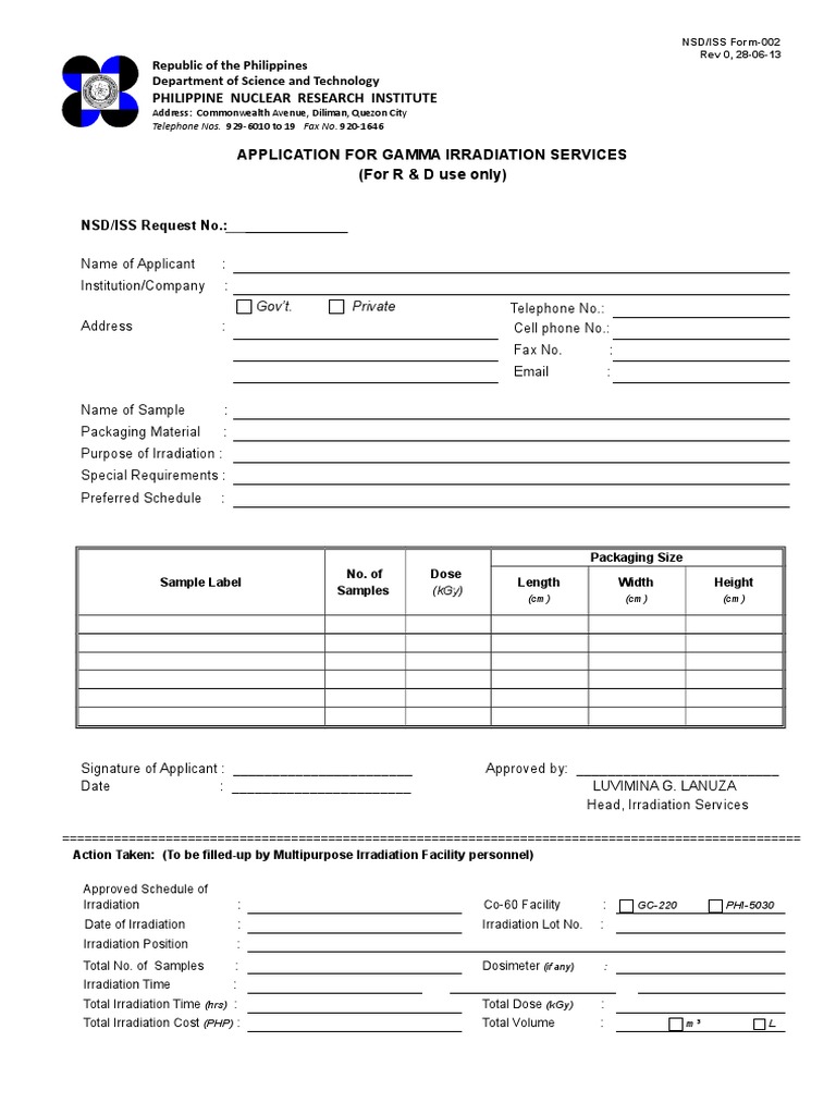 R&D Application Form-FINAL | PDF | Radiobiology | Radioactivity