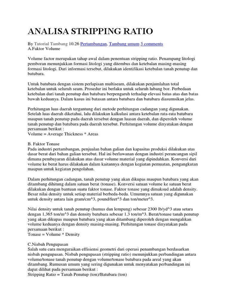 Analisa Stripping Ratio | PDF