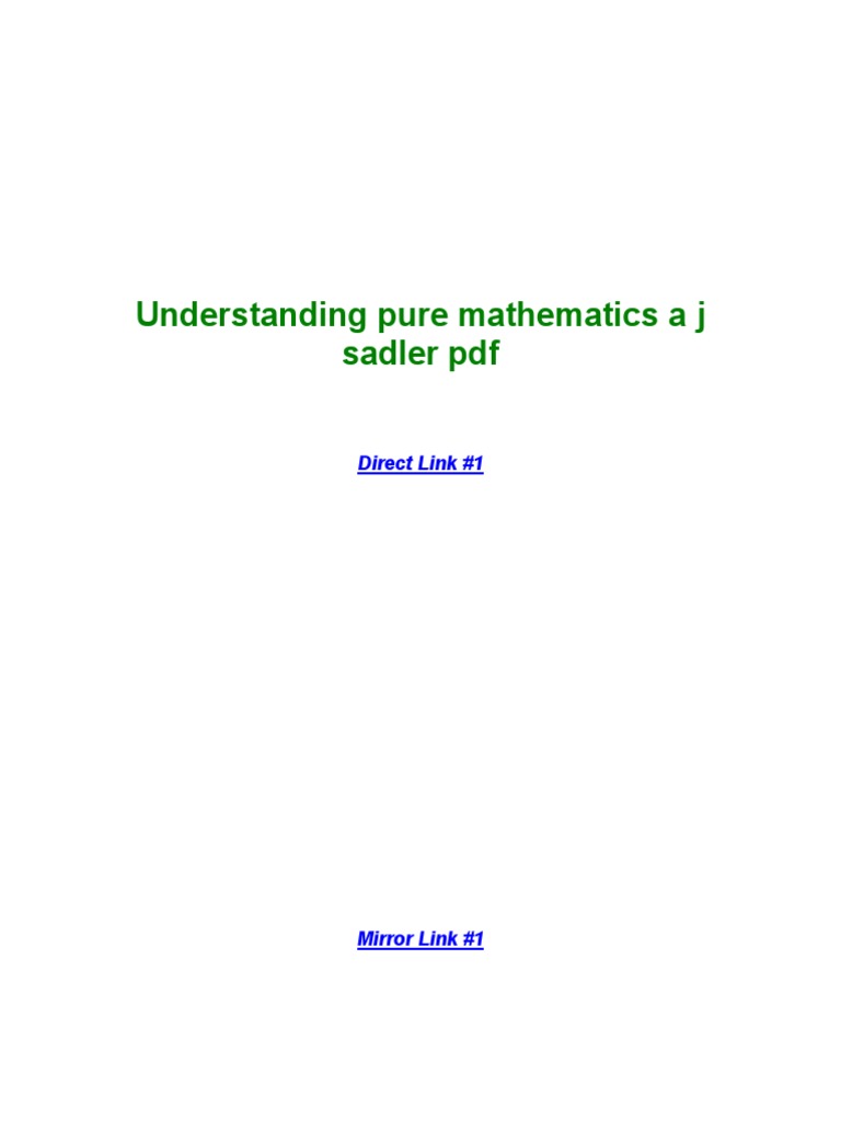 Understanding Pure Mathematics A J Sadler PDF | PDF | Windows 8 ...