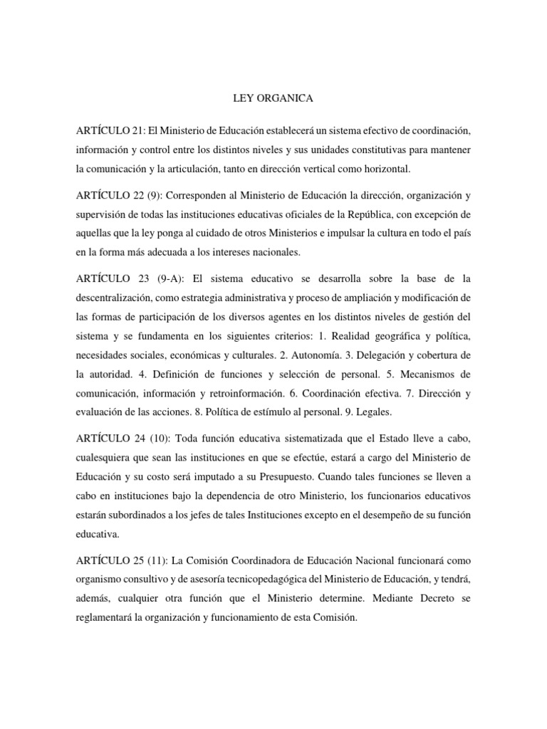 Ley Organica de panamá | PDF | Educación Secundaria | Presupuesto