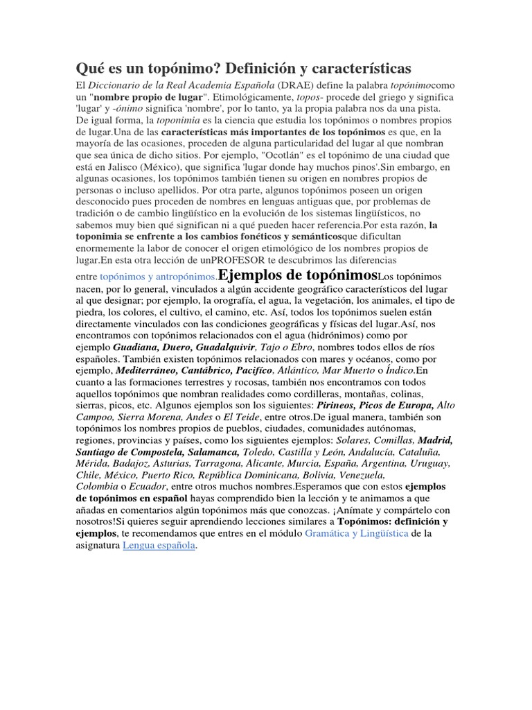 Qué Es Un Topónimo | PDF | Lingüística | Idiomas