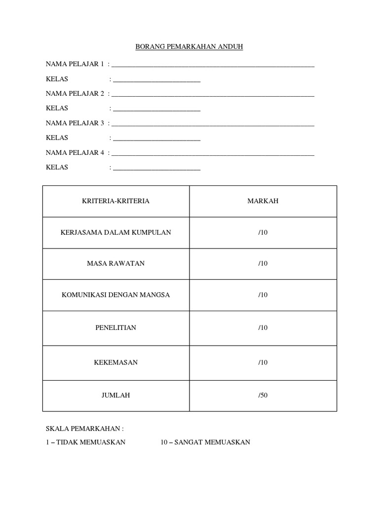 Borang Pemarkahan Anduh Pdf