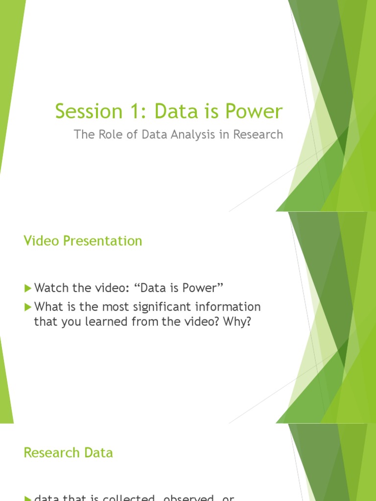 Session 1: Data Is Power: The Role of Data Analysis in Research | PDF