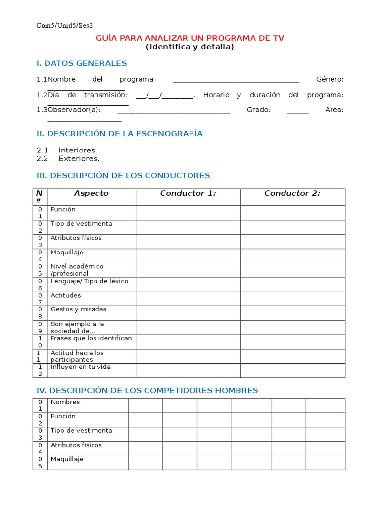 Sesión 3. Guía Para Analizar Un Programa de TV | PDF | Sociedad ...