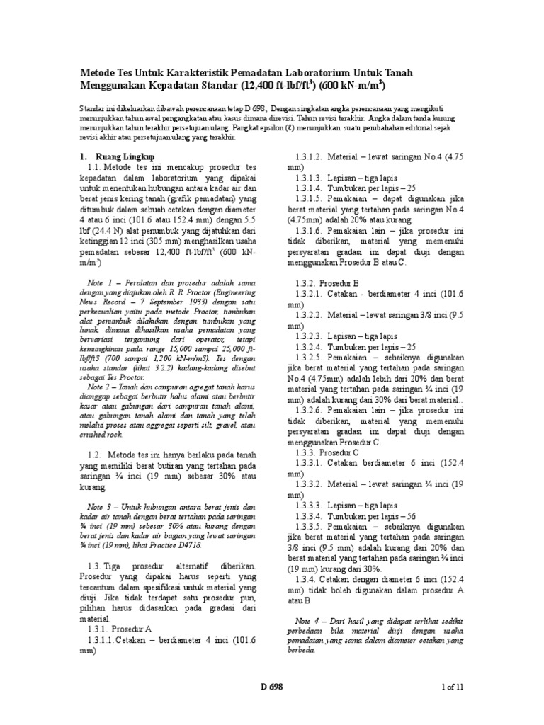 ASTM D 698 - Kompaksi Standard | PDF