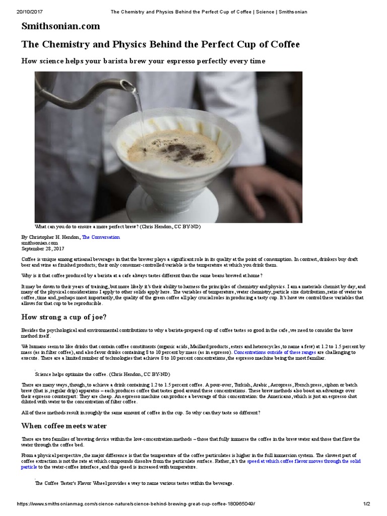 The Chemistry and Physics Behind The Perfect Cup of Coffee - Science ...