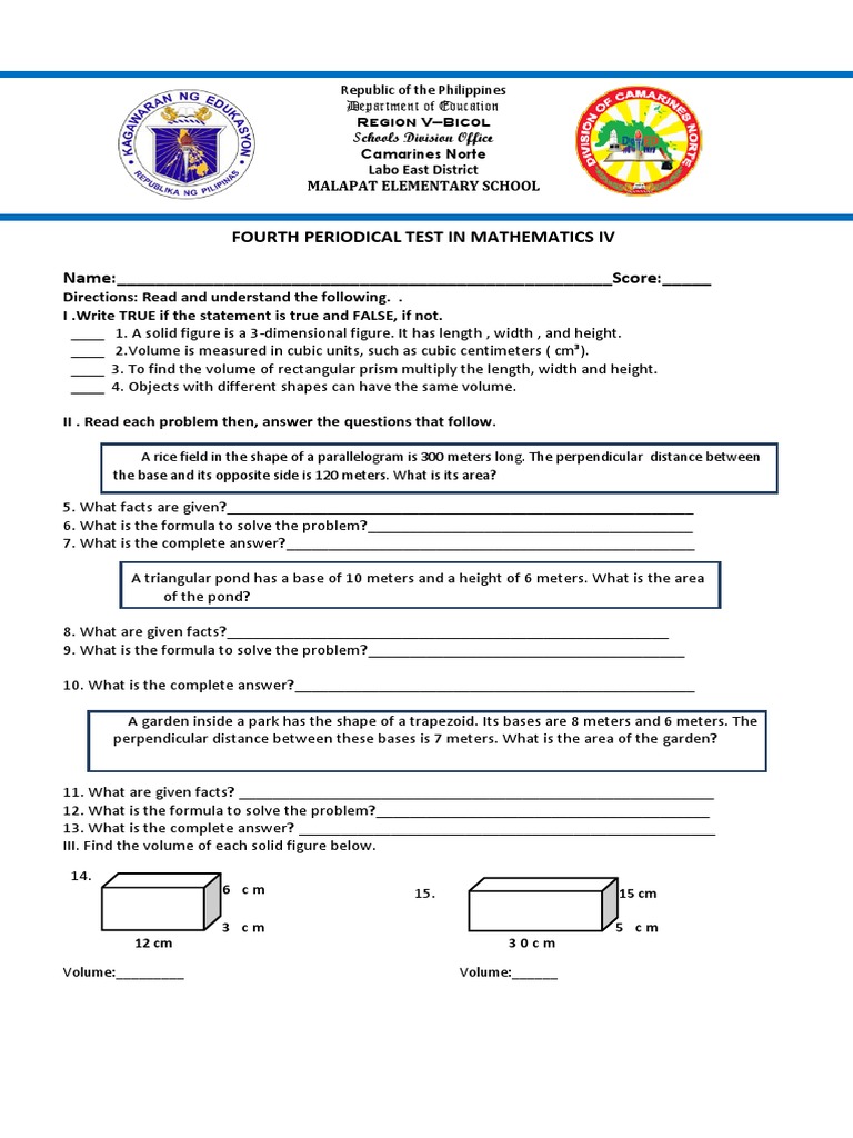 Grade 4_ 4th_PTEST All Subjects With Key Final | Soil | Area