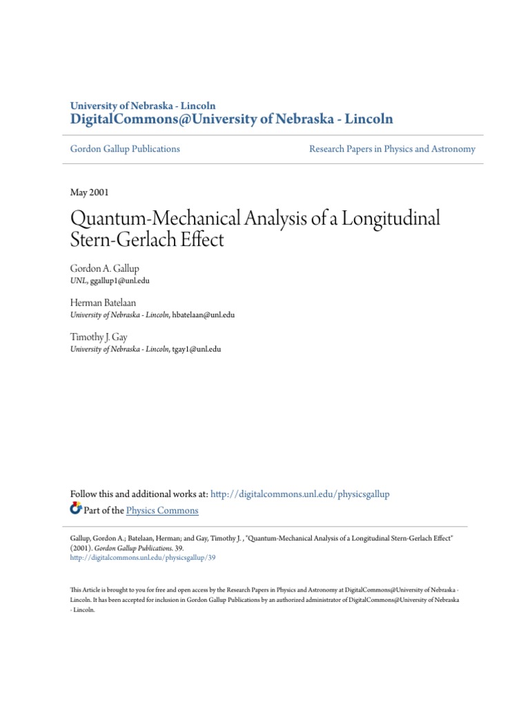 Quantum-Mechanical Analysis of A Longitudinal Stern-Gerlach Effect ...