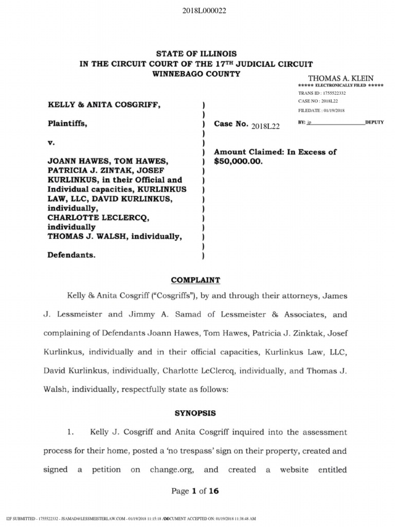 Complaint 1 | PDF | Government | Government Information