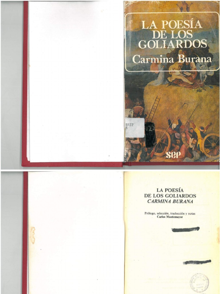 La PoesIa de Los Goliardos Carmina Burana Carlos Montemayor Traductor ...