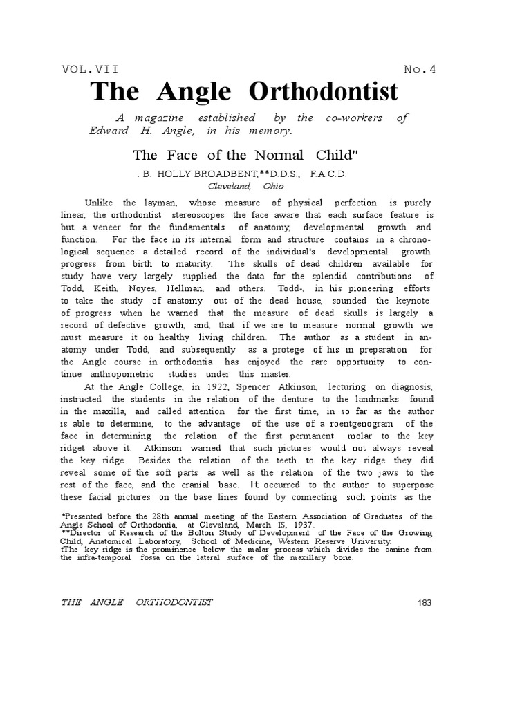 Broadbent | PDF | Orthodontics | Tooth