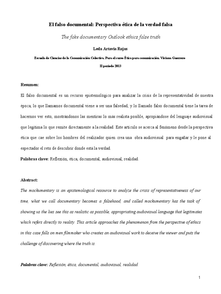 Ética del Falso Documental | PDF | Documental | Verdad