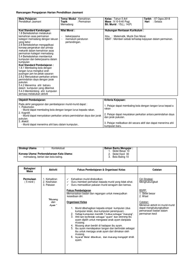 RPH Tahun 5 (Selasa) | PDF