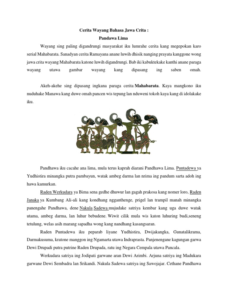 Cerita Wayang Bahasa Jawa Crita | PDF