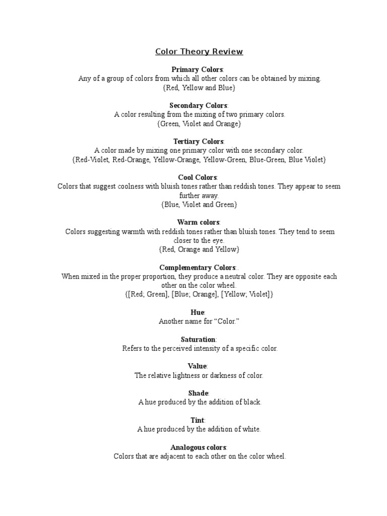 Color Theory Worksheet | PDF