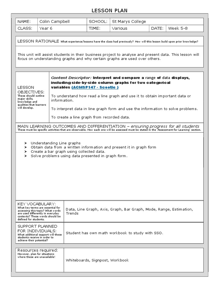 Line Graph Lesson Plan | Download Free PDF | Lesson Plan | Data
