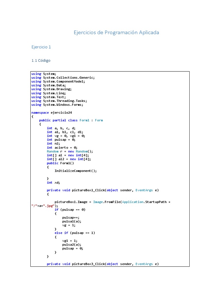 Ejercicios de Programación Aplicada: Ejercicio 1 | PDF | Computer Programming | Software Engineering