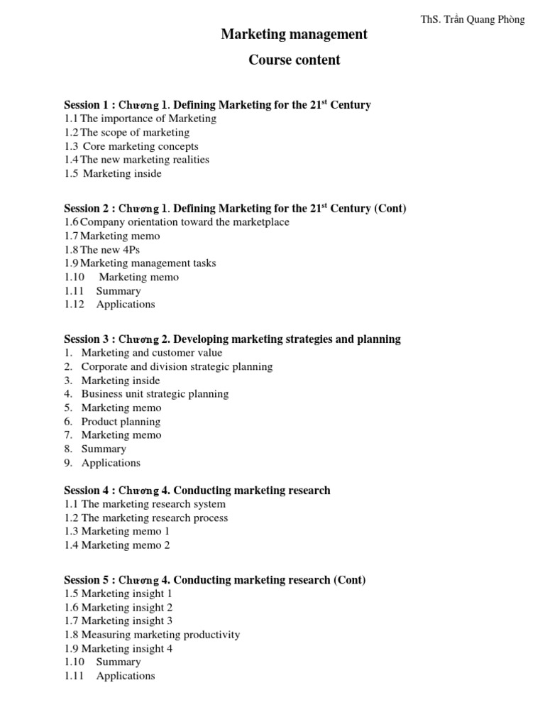 Marketing Management - Course Content | PDF | Marketing | Business ...