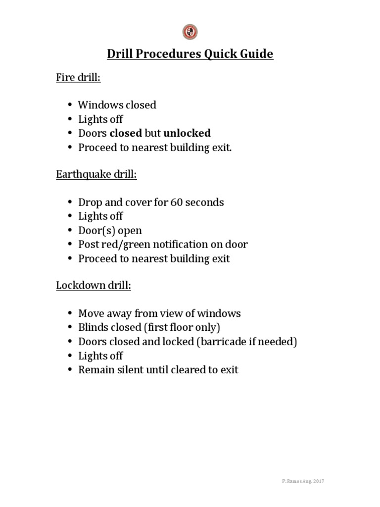 Drill Procedures Quick Guide | PDF