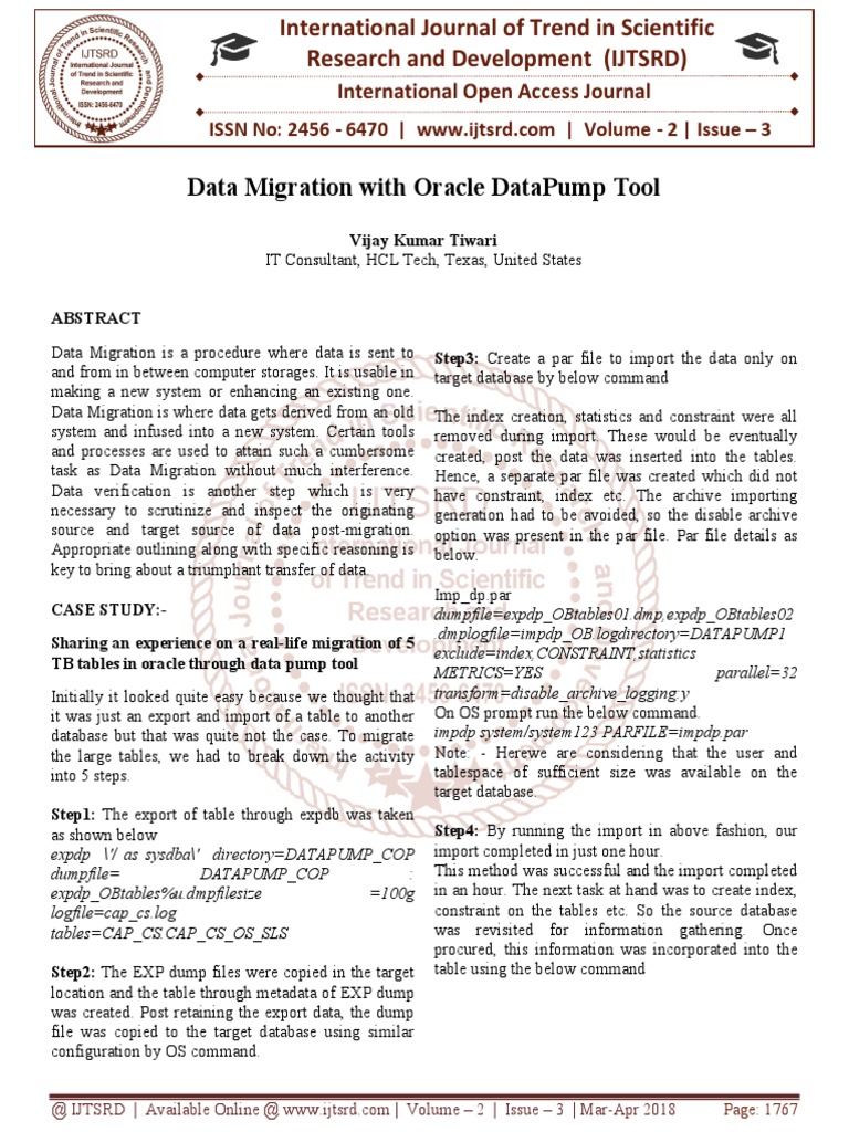 Data Migration With Oracle DataPump Tool | PDF | Database Index | Oracle Database