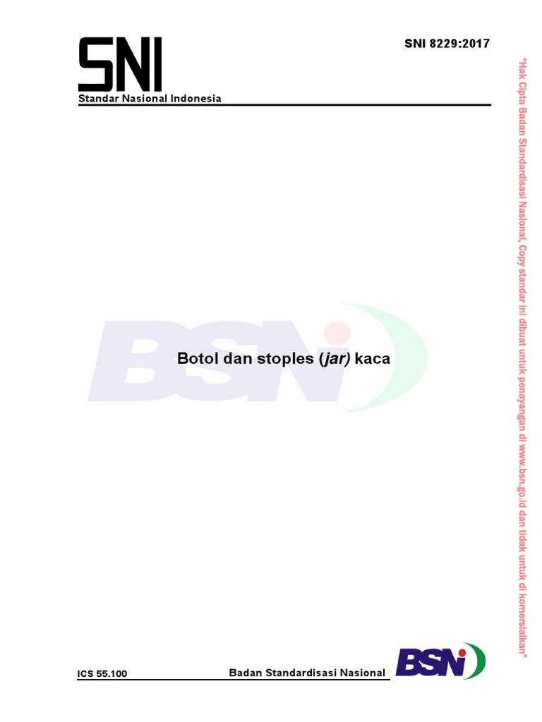 SNI 8229-2017 Botol Dan Jar Kaca | PDF
