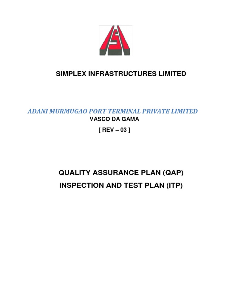 Qap & Inspection Test Plan (Itp) - Simplex | PDF