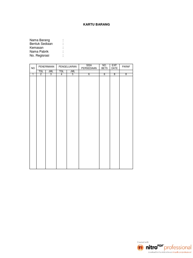 Lampiran 9.4 Contoh Form Kartu Stok | PDF