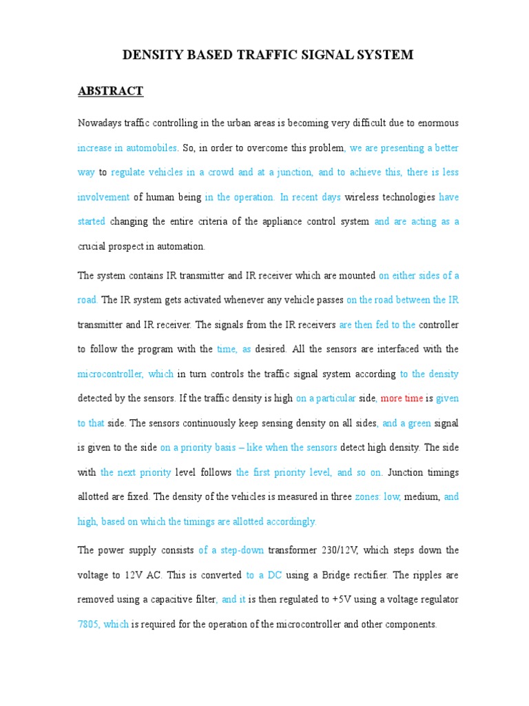 Development Of A Microcontroller Based Traffic Light System For Road Intersection Control Pdf