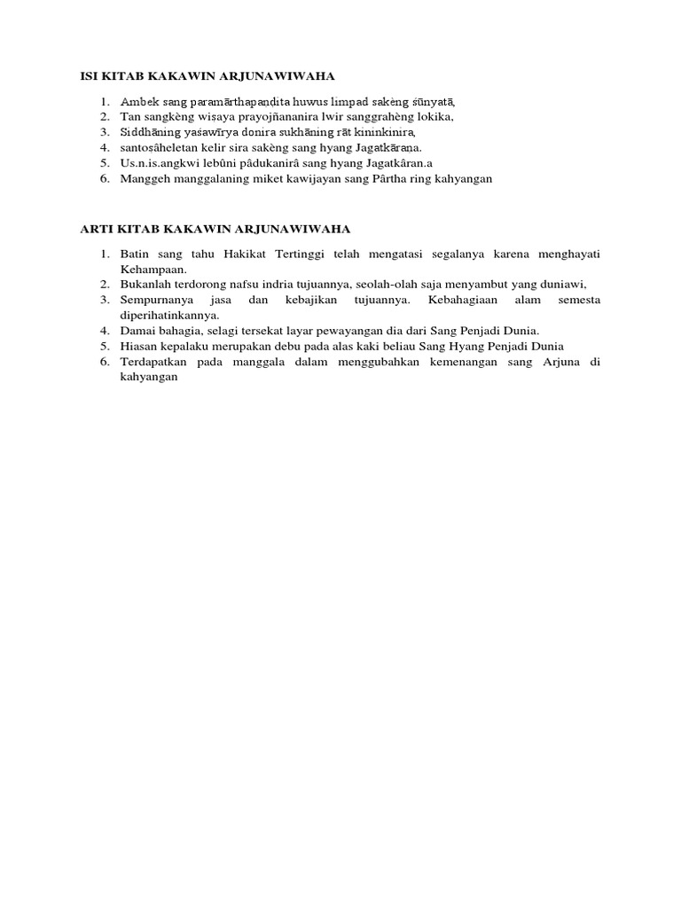 KAKAWIN ARJUNAWIWAHA | PDF