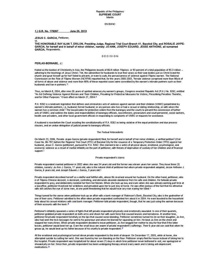 Compiled Cases On RA 9262 | PDF | Equal Protection Clause | Injunction