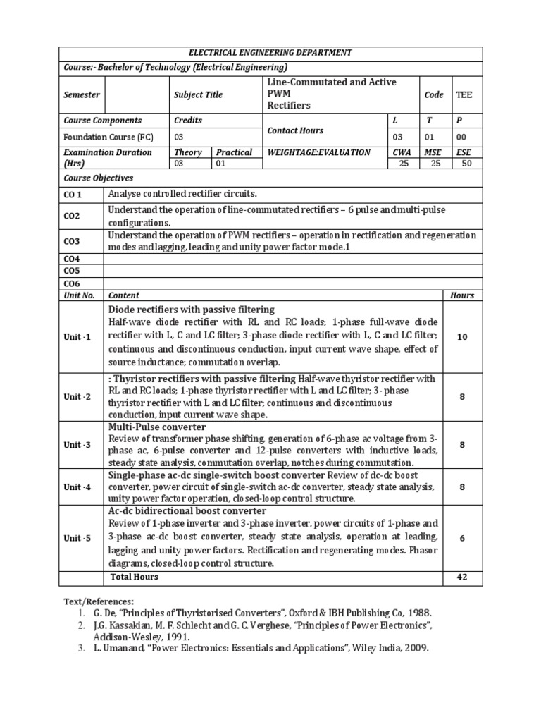 Line Commutated And Active Pwm Pdf Rectifier Power Electronics